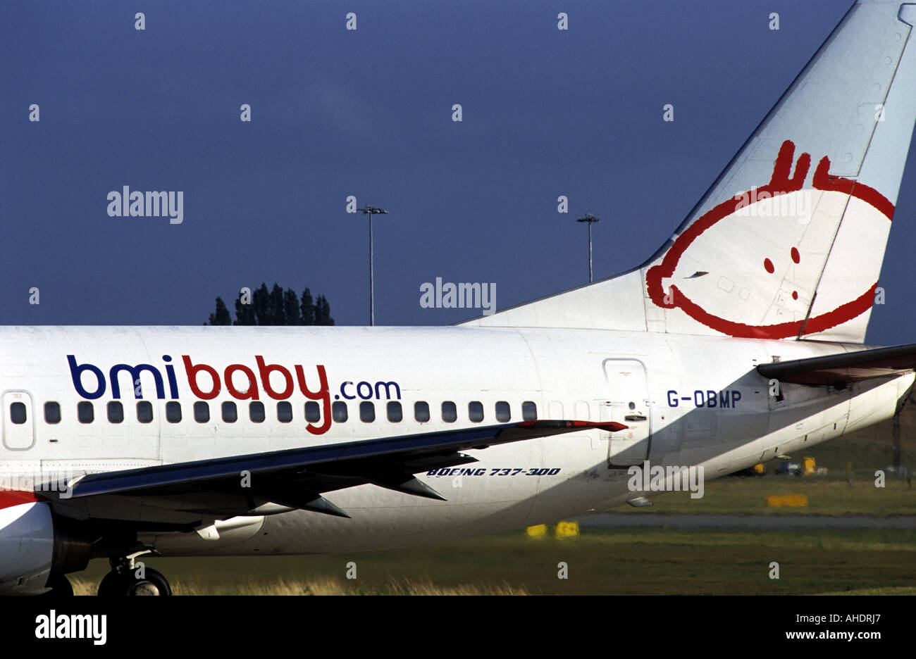 bmibaby Boeing 737 aircraft taxiing at Birmingham International Airport ...