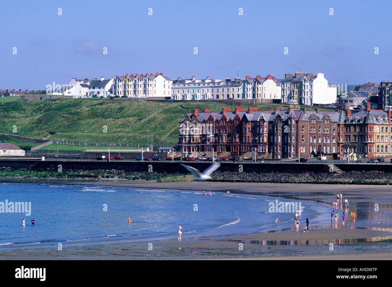 Peel Town and Bay Isle of Man UK Manx coast travel coastal scenery ...