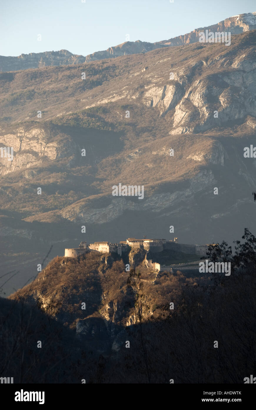 old castle on the rock in italian Alps Stock Photo - Alamy