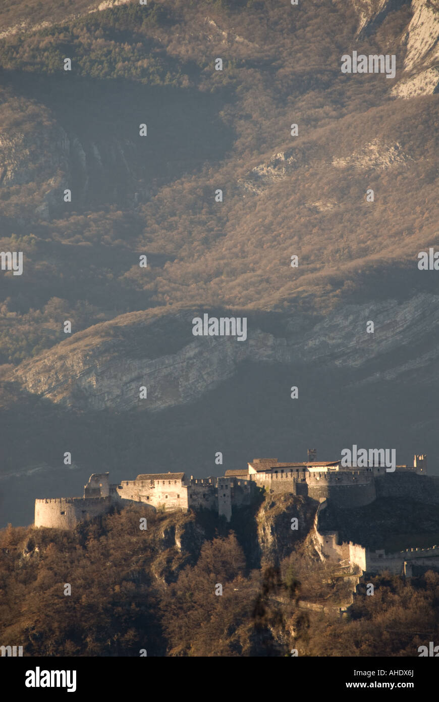 old castle on the rock in italian Alps Stock Photo - Alamy