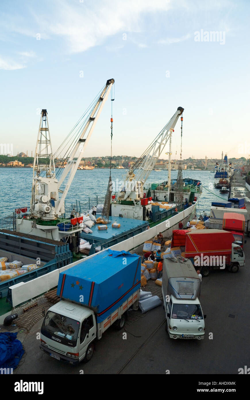 Trucks being loaded at the dock Stock Photo - Alamy