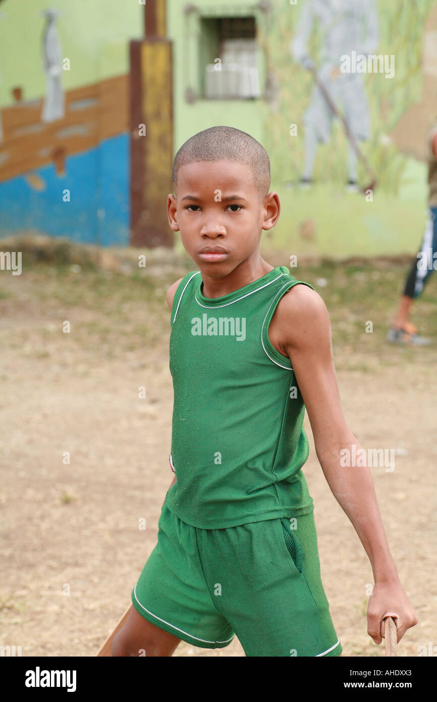 La Habana Cuba Boy posing in a backyard Stock Photo - Alamy