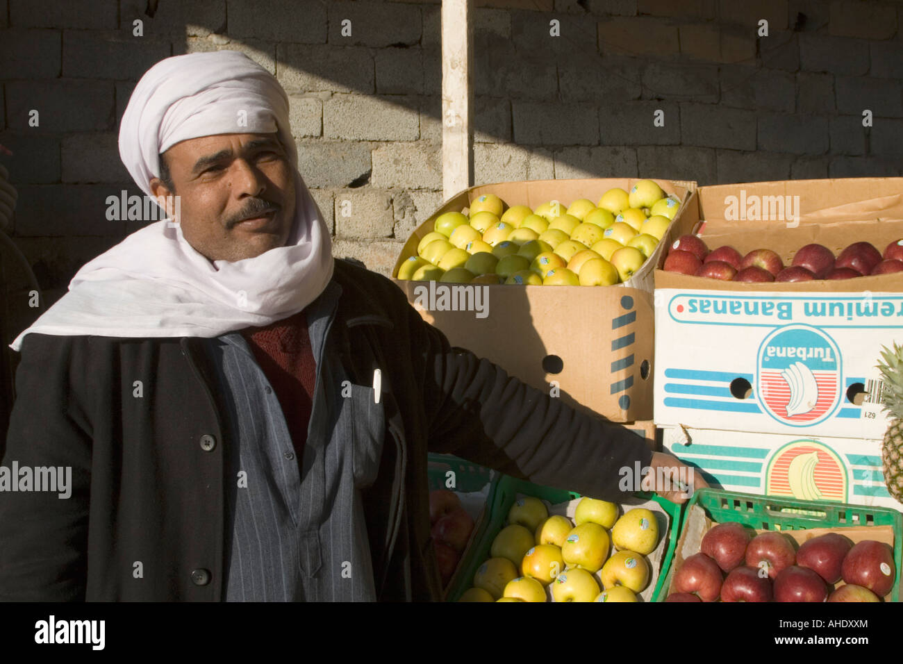 Tripoli, Libya. Fruit and Vegetable Market, Egyptian Vendor with Apples ...