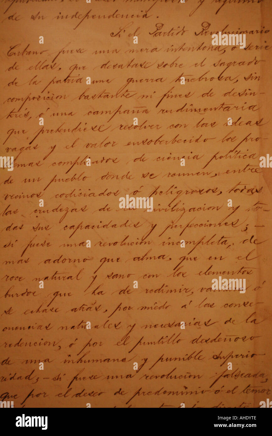 Havana Cuba old handwriting letters from José Martí in the museo at the ...