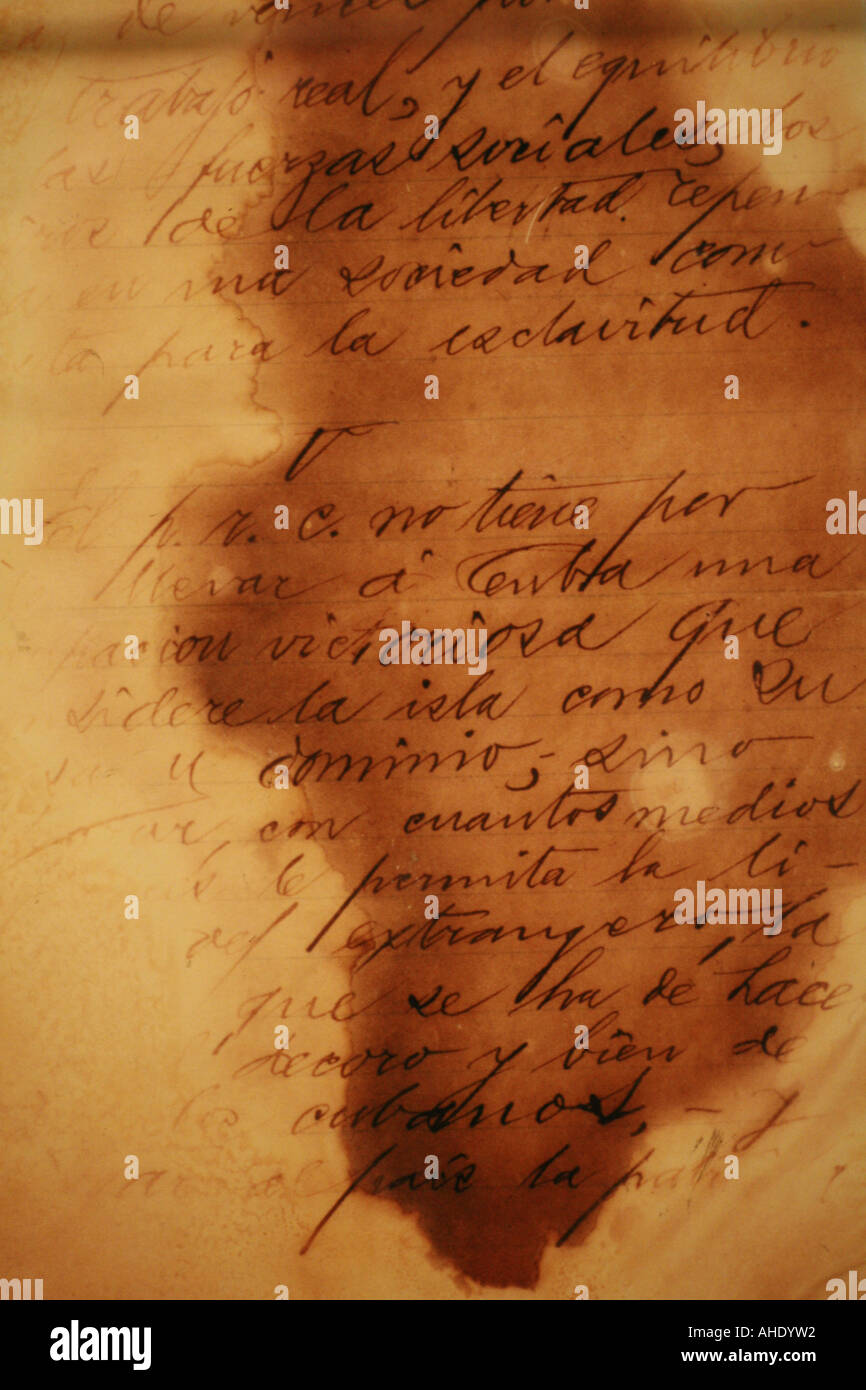 Havana Cuba old handwriting letters from José Martí in the museo at the ...