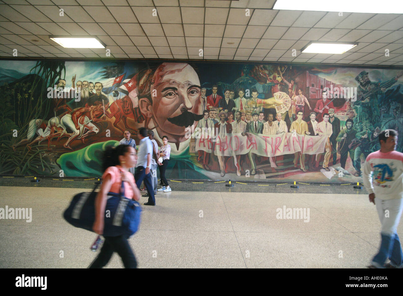 Cuba Havana inside the train station A billboard with Jose Marti Stock ...
