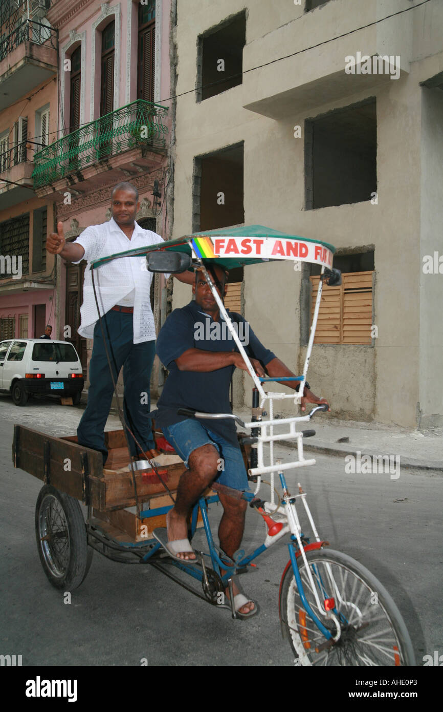 Cuba Havana Rickshaw in the street with fast and fury slogan on it ...