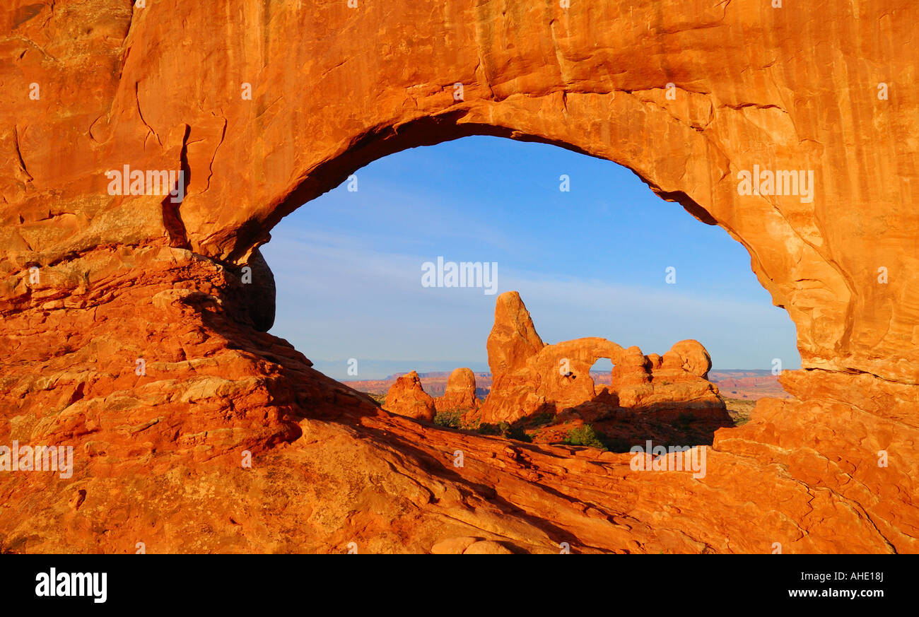 Arches National Park - Turret Arch Through North Window - Sunrise Stock ...