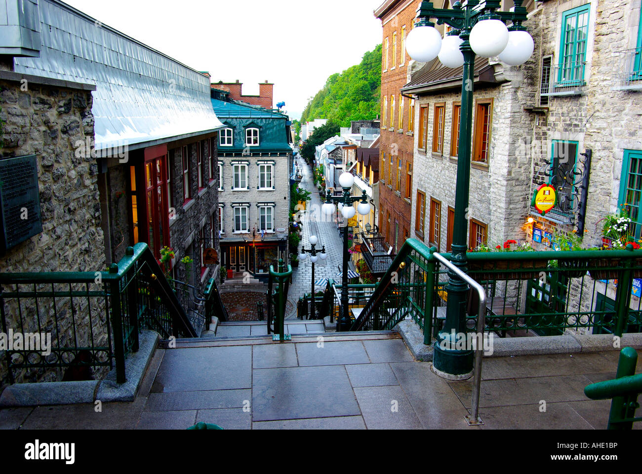 View of old Quebec City from the top of breakneck stairs Stock Photo ...