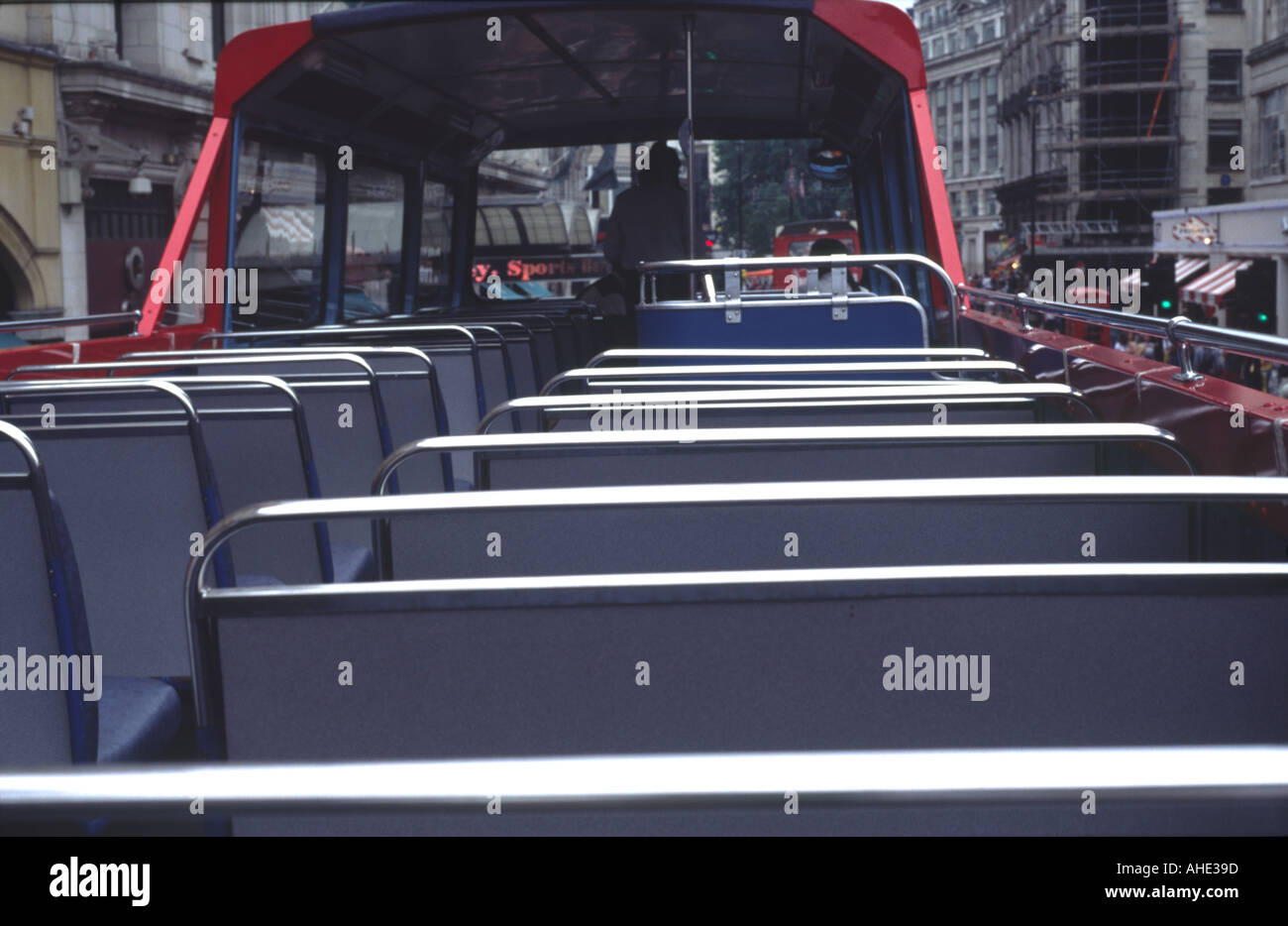 Uk London Empty Seat on Open Air Bus Stock Photo - Alamy
