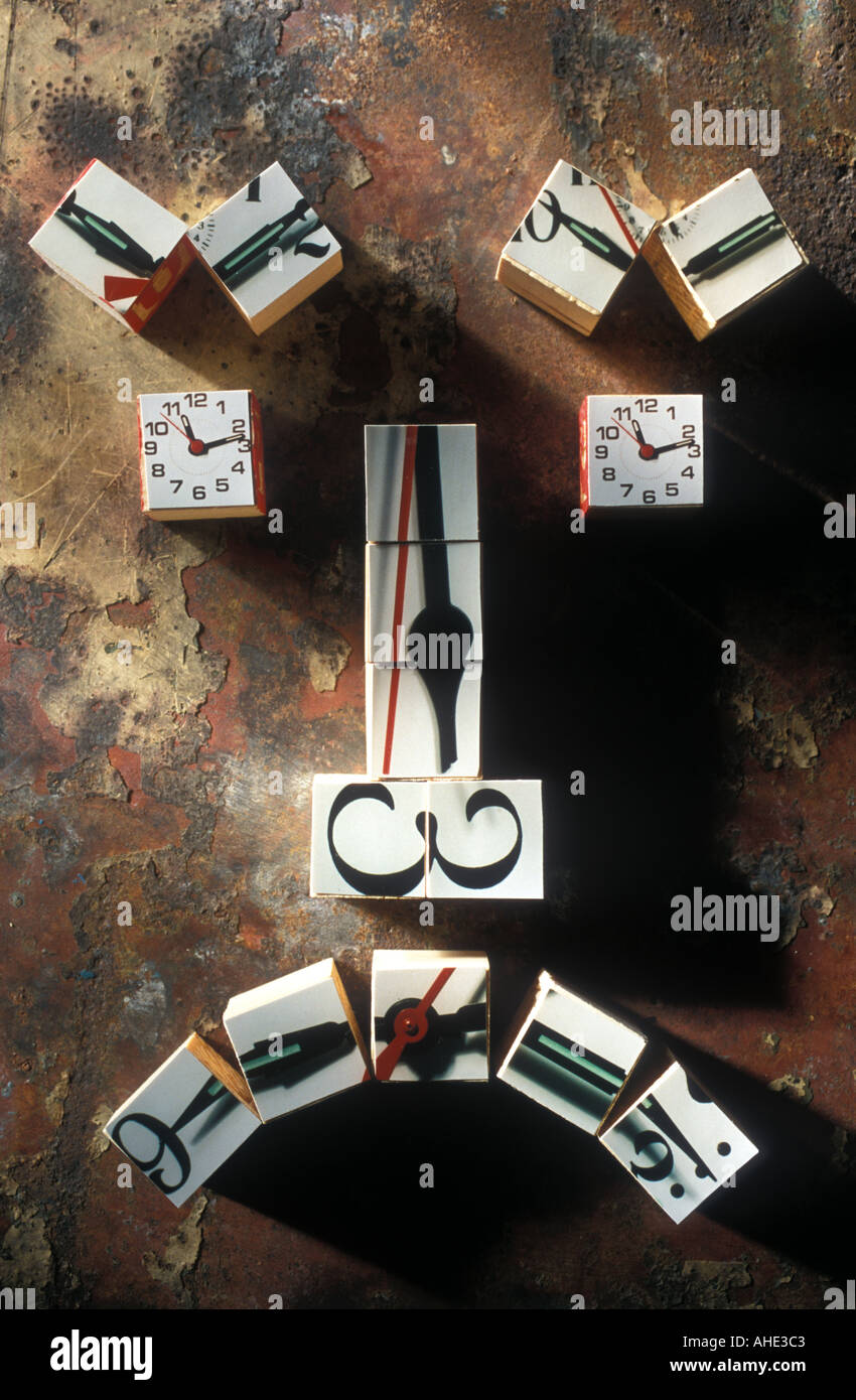 Sad clock face blocks Stock Photo - Alamy