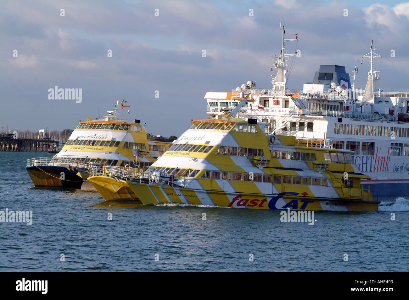 Wightlink vessels in Portsmouth Harbour Hampshire England UK Isle of ...