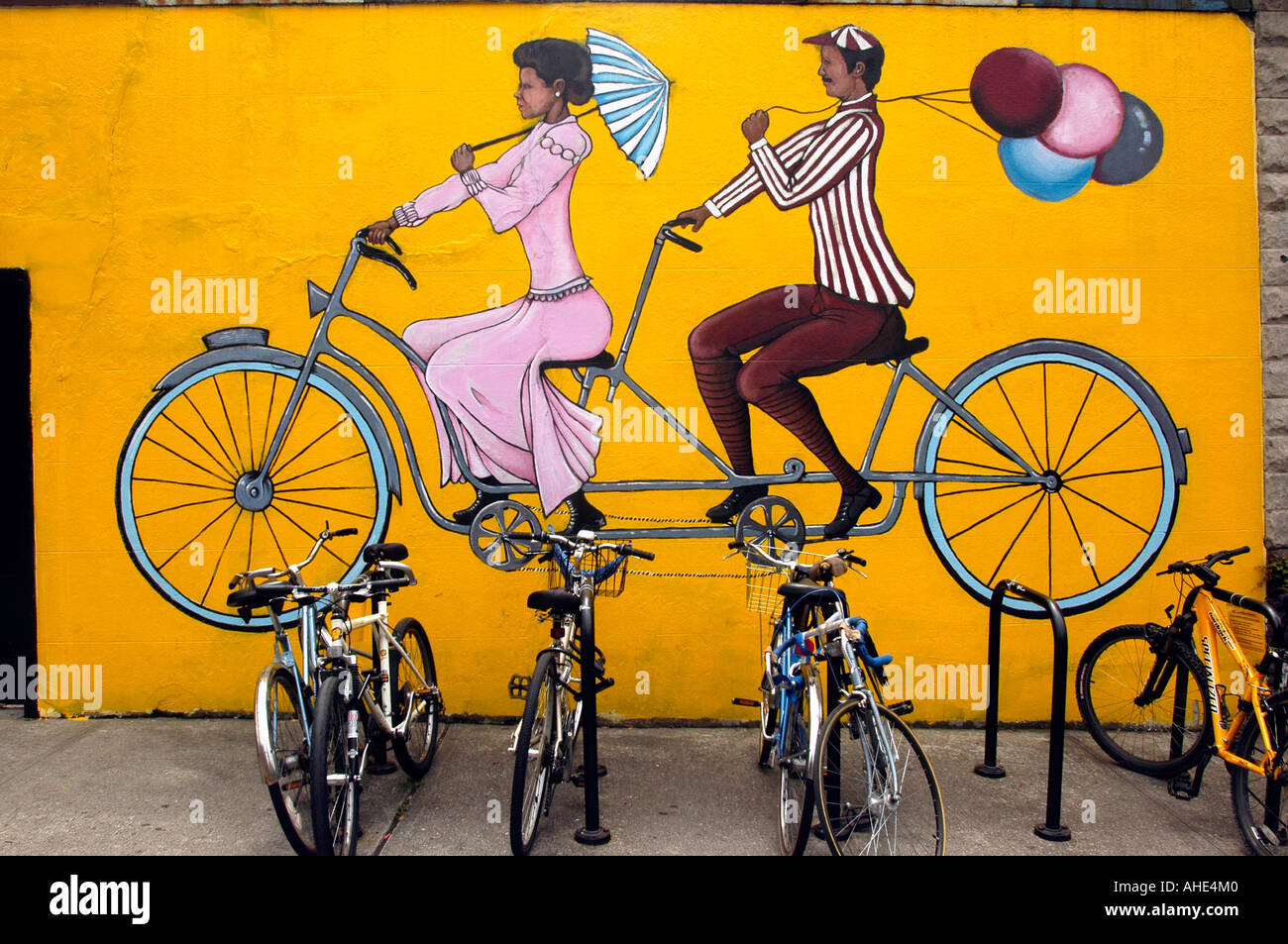 Mural in front of a bicycle shop in Park Slope Brooklyn in NYC Stock ...