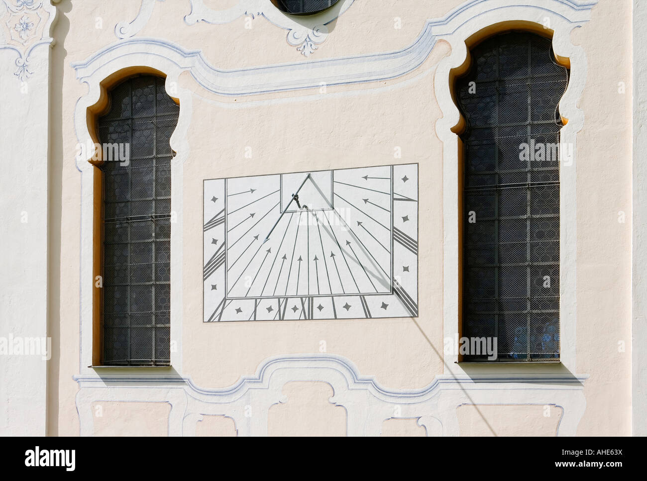 The sundial of the Pilgrimage Church of the Scourged Savior Wieskirche ...