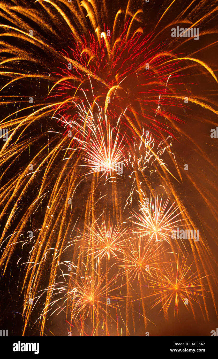 Fireworks Display, Bristol Balloon Fiesta, England Stock Photo - Alamy