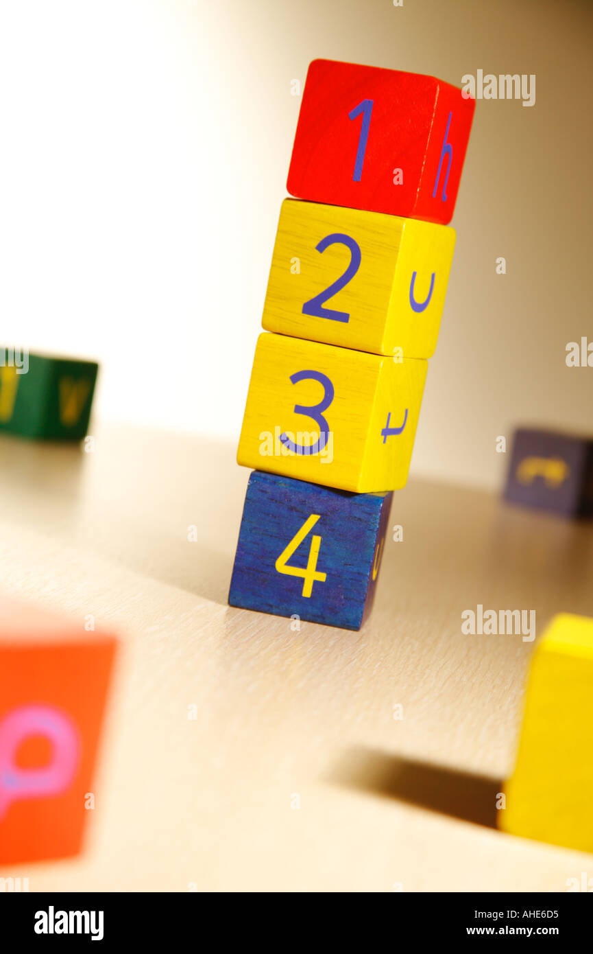 Childrens blocks with numbers Stock Photo - Alamy