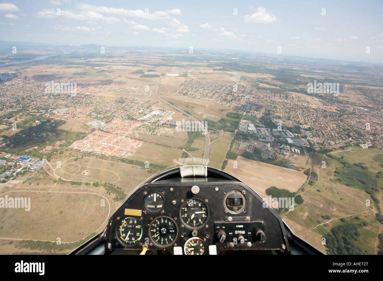 inside view in a glider focus on the ground Stock Photo - Alamy