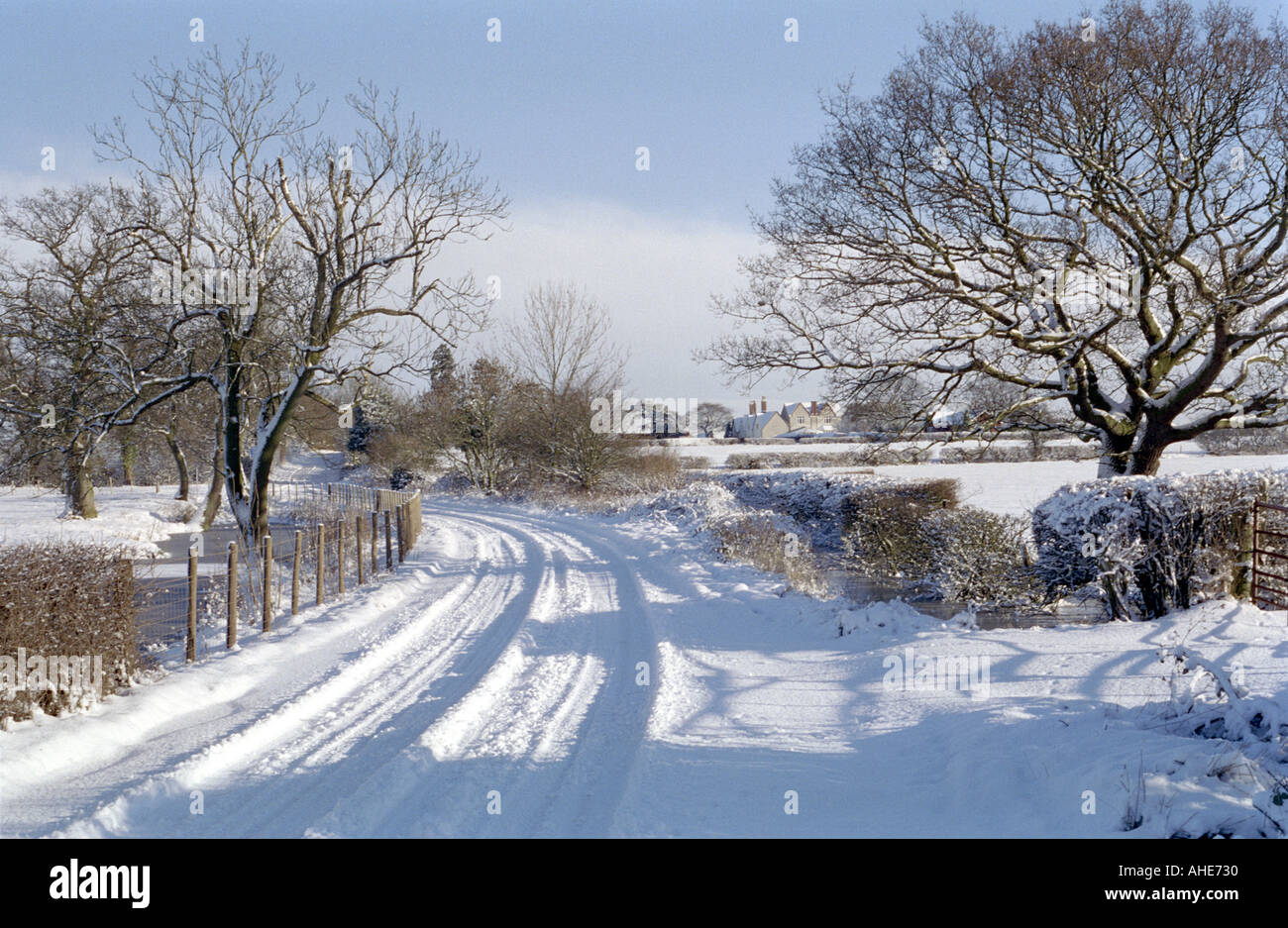 Snowbound Staffordshire lanes Stock Photo - Alamy