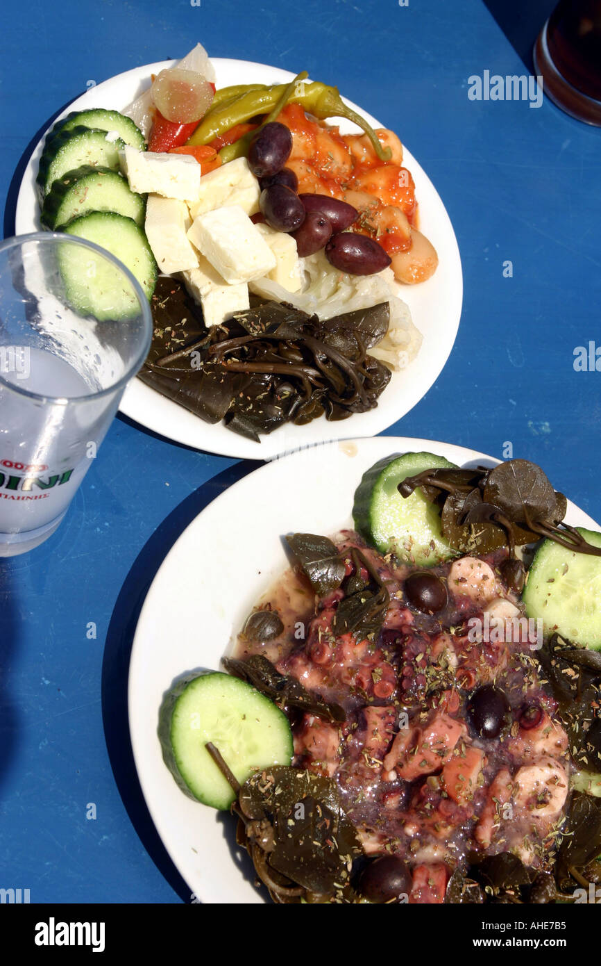 greece food traditional greek meze with ouzo Stock Photo - Alamy