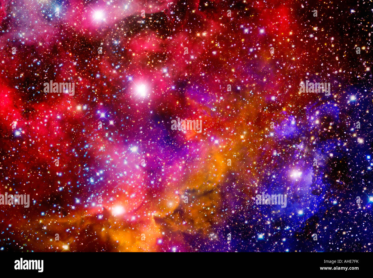 Very realistic stellar field with nebulae Stock Photo - Alamy