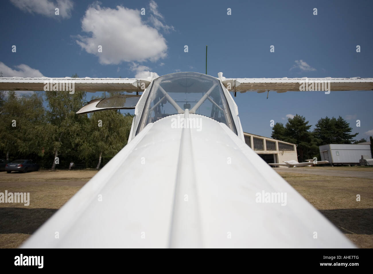 aircraft on the ground front view wide perspective Stock Photo - Alamy