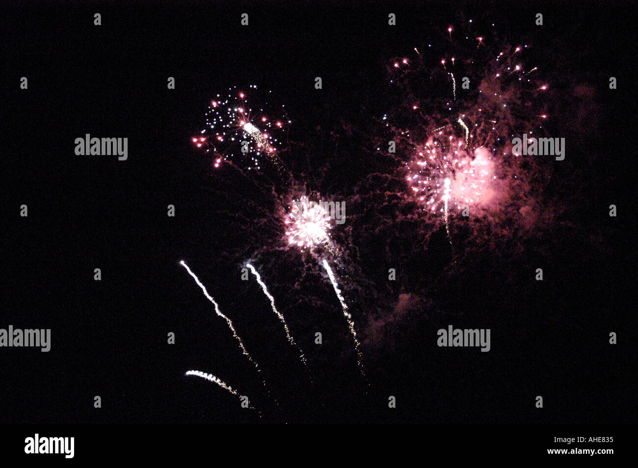 Fireworks in night sky Stock Photo - Alamy