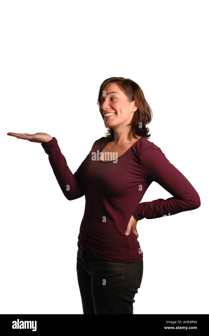 Young woman displaying Stock Photo - Alamy