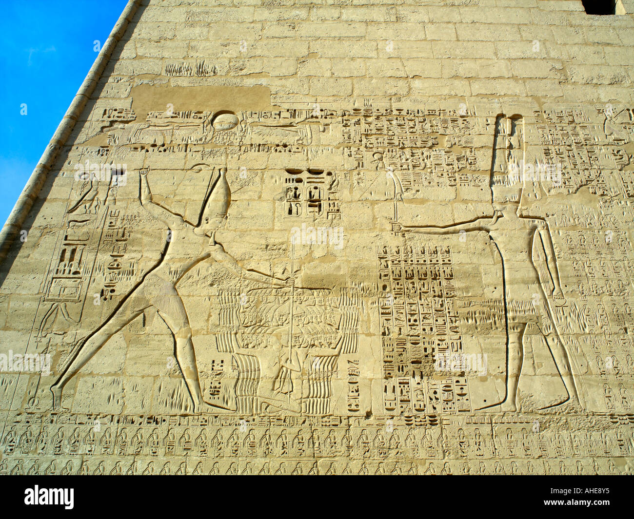 A relief of Ramses III battling the Libyans on the First Pylon of ...