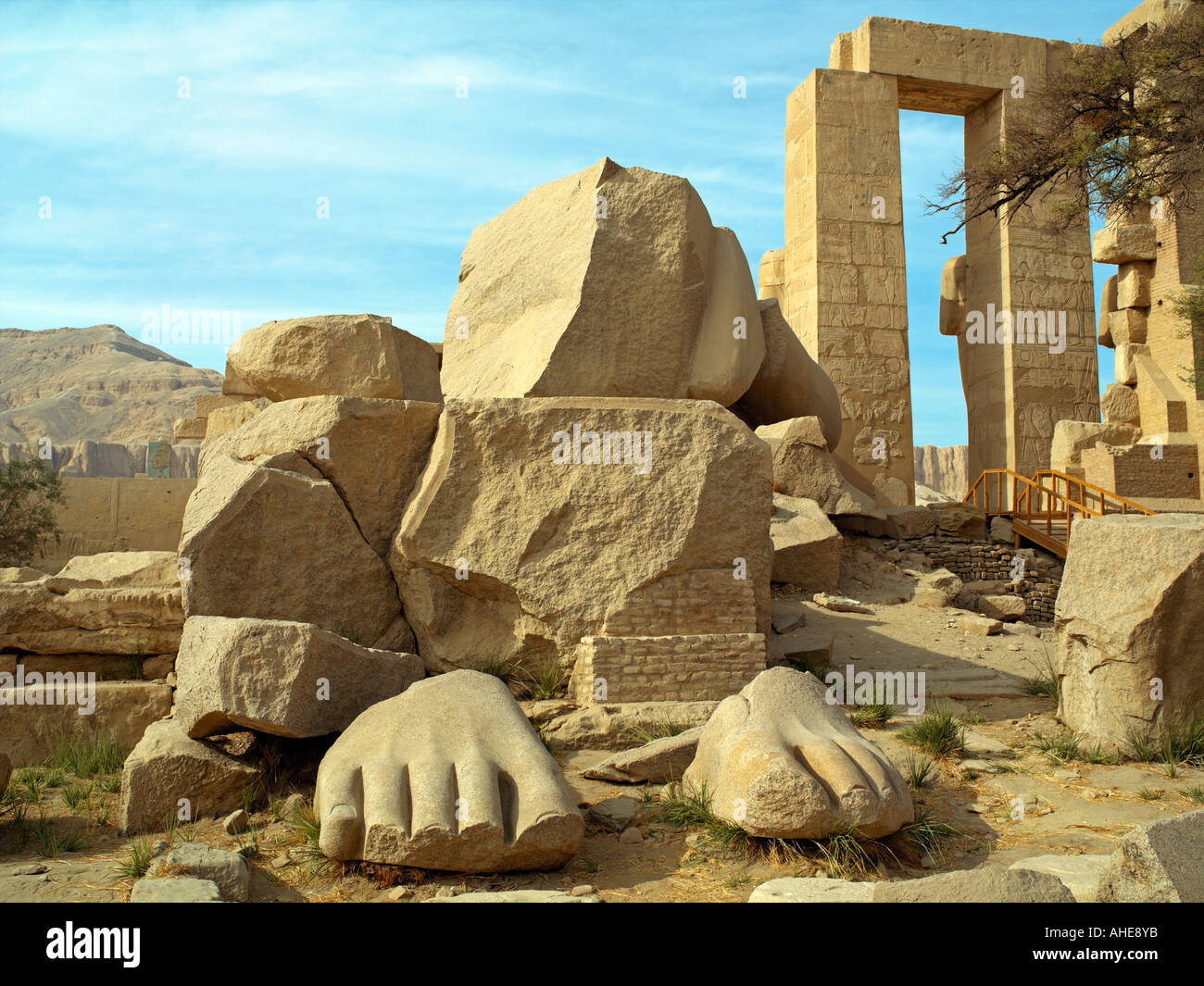 The fallen and ruined Colossus of Ramses II Stock Photo - Alamy