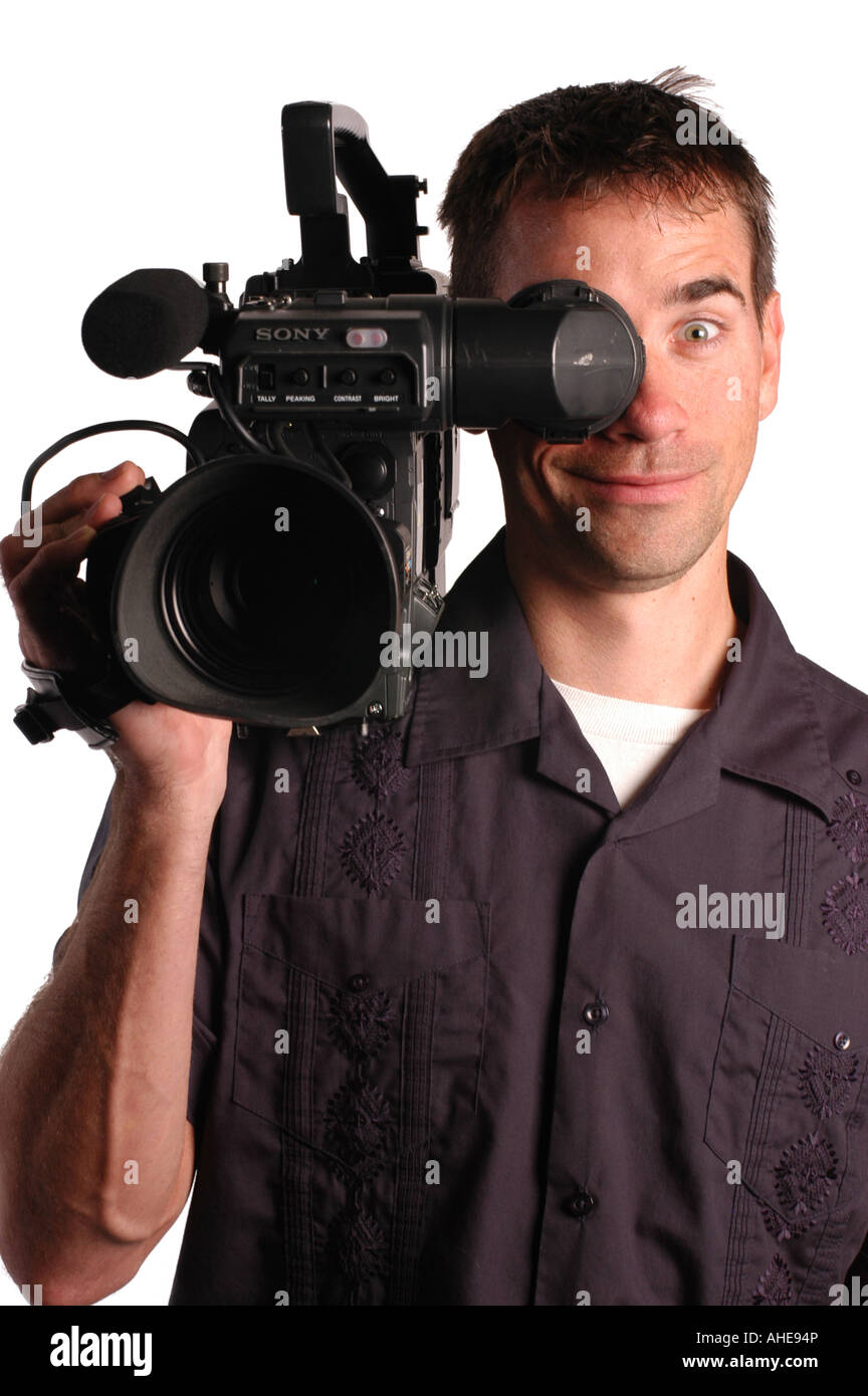 camera man with video camera Stock Photo - Alamy