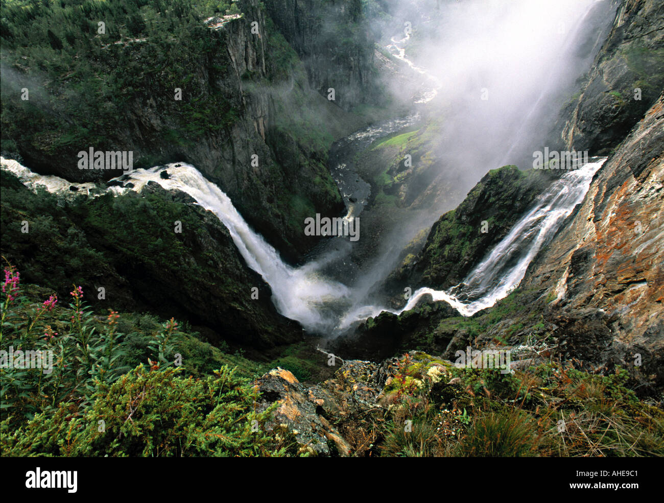 Voringsfossen waterfall, Hardanger region, Western Fjords, Norway Stock ...
