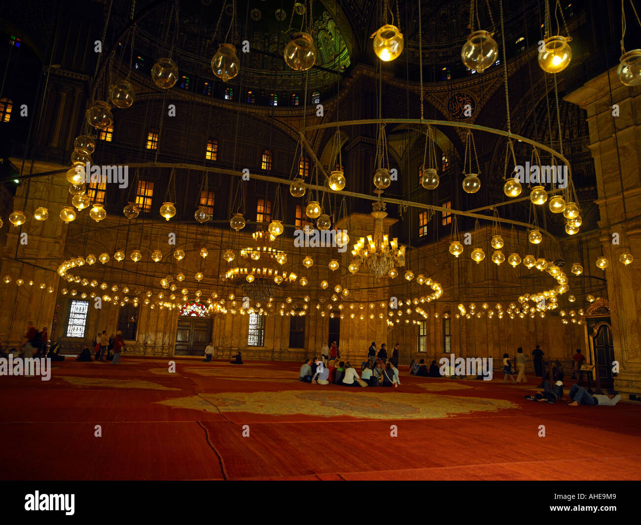 The magnificent interior of the Mohammed Ali Mosque in Cairo Stock ...