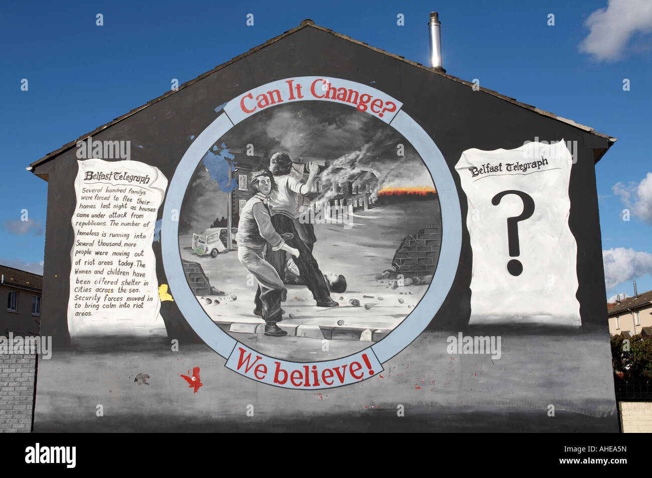 loyalist belfast telegraph mural in the Lower Shankill Road area of ...