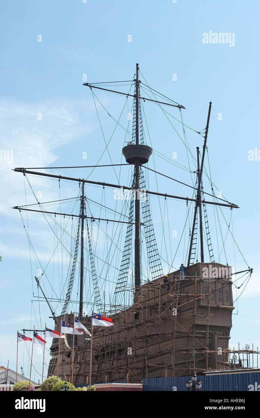 Replica of the Portuguese war ship Flora De La Mar in Malacca, Malaysia ...