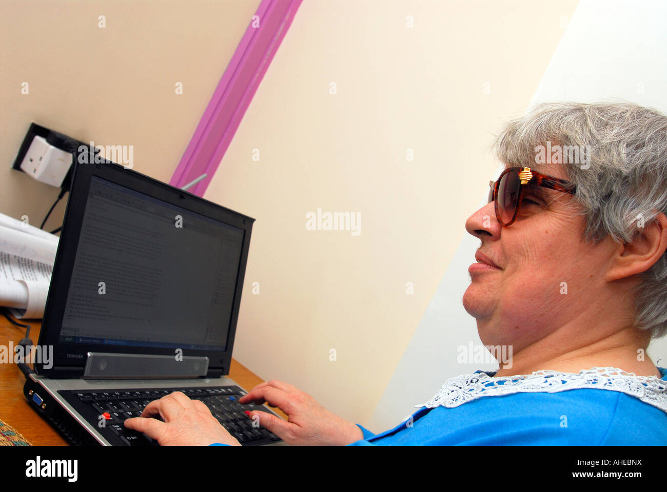 Blind Girl On Computer