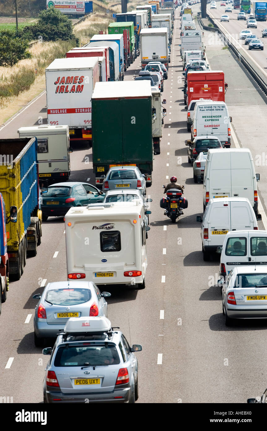 Traffic congestion on the M6 motorway in Cheshire after a lorry crash Cheshire United Kingdom ...