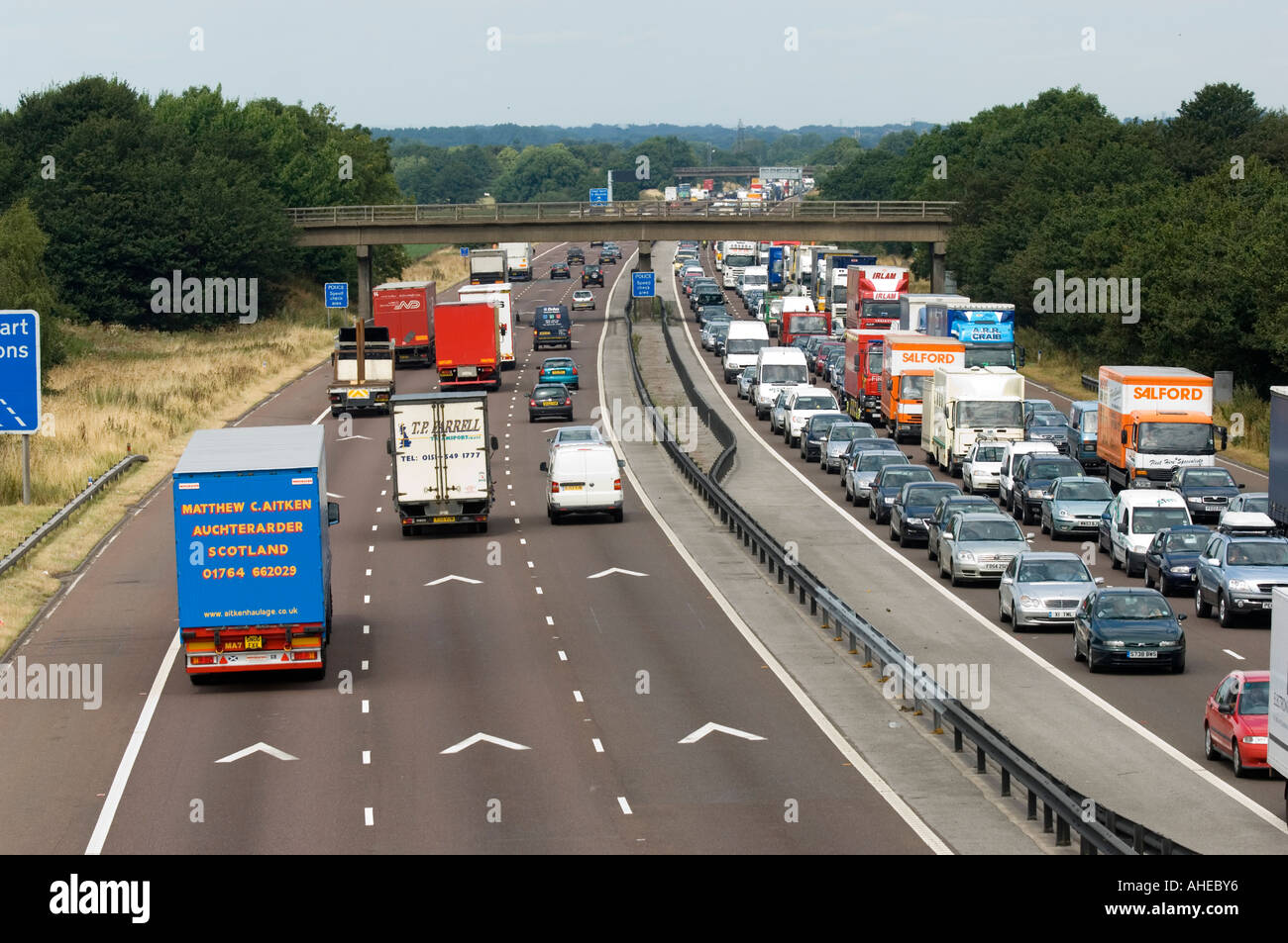 Traffic congestion on the M6 motorway in Cheshire after a lorry crash Cheshire United Kingdom ...