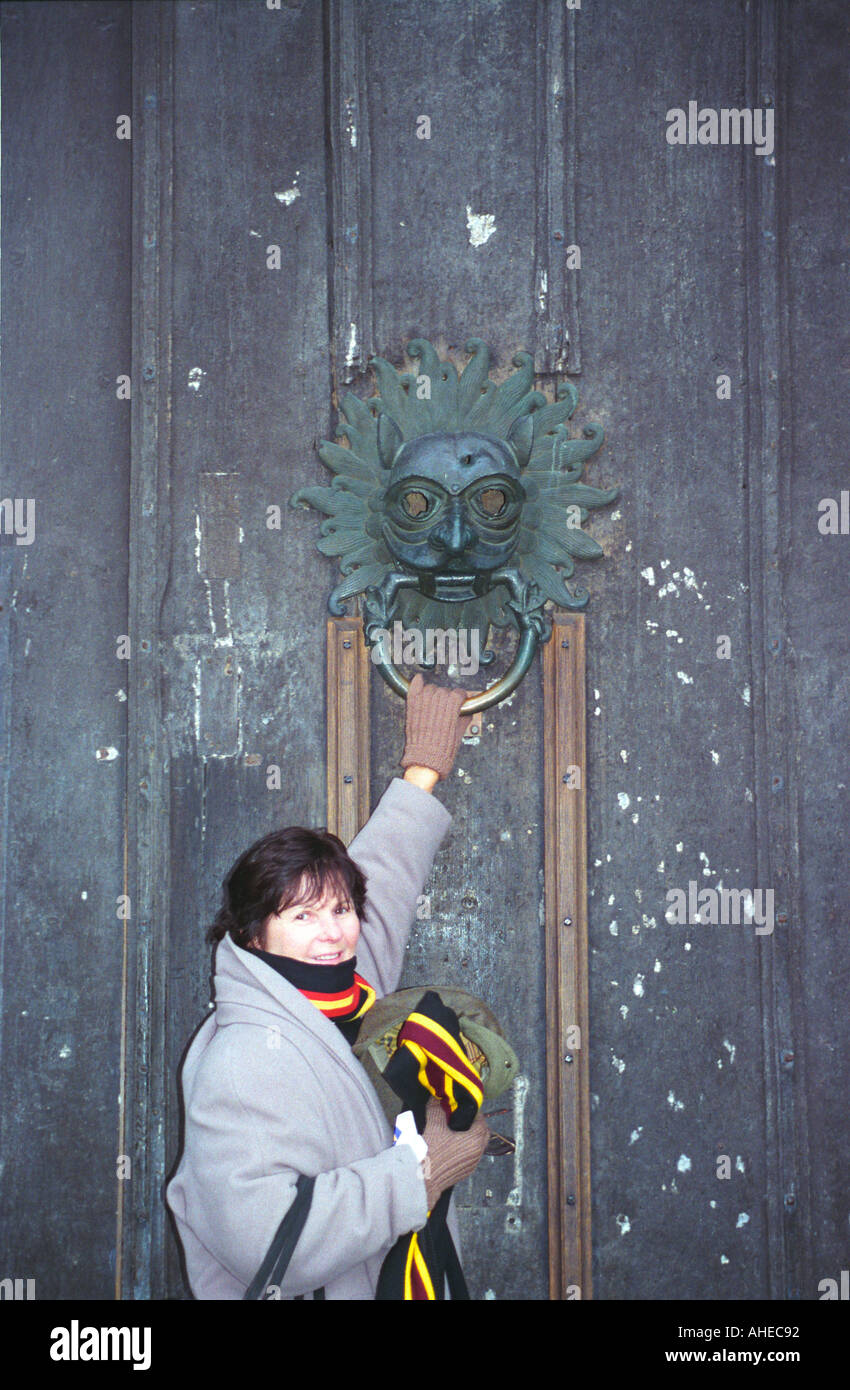 Durham Knocker on the huge main door of Durham Cathedral Durham England ...