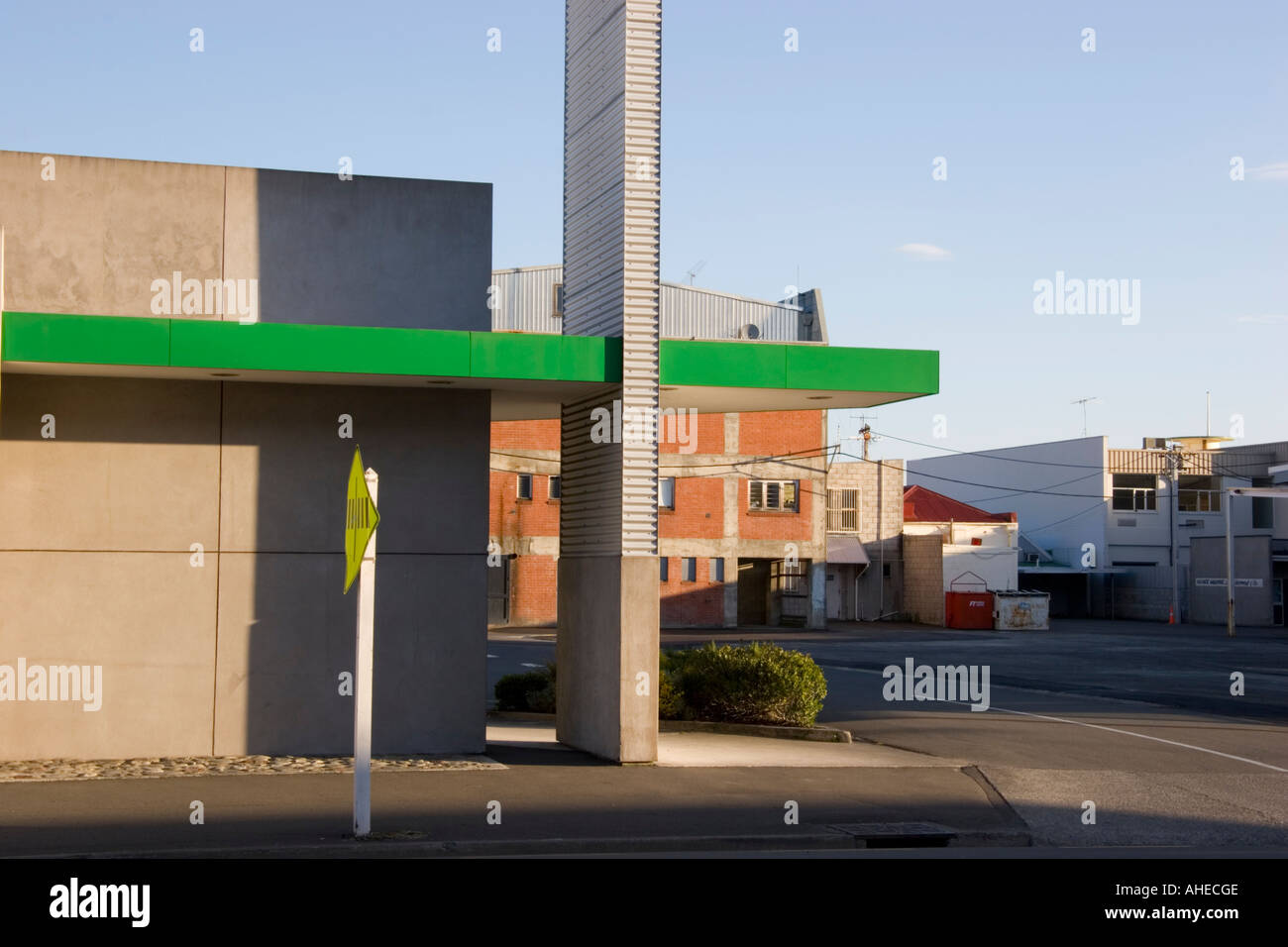 street scene with green overhang Stock Photo - Alamy