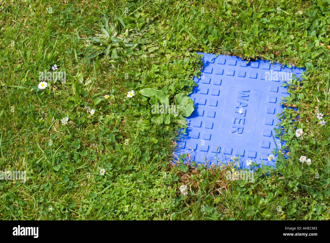 blue water sign in grass Stock Photo - Alamy