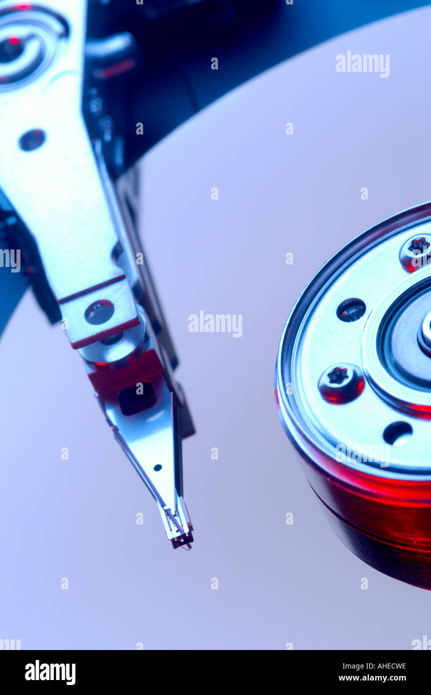 Platter and read write head of computer hard disk drive Stock Photo - Alamy
