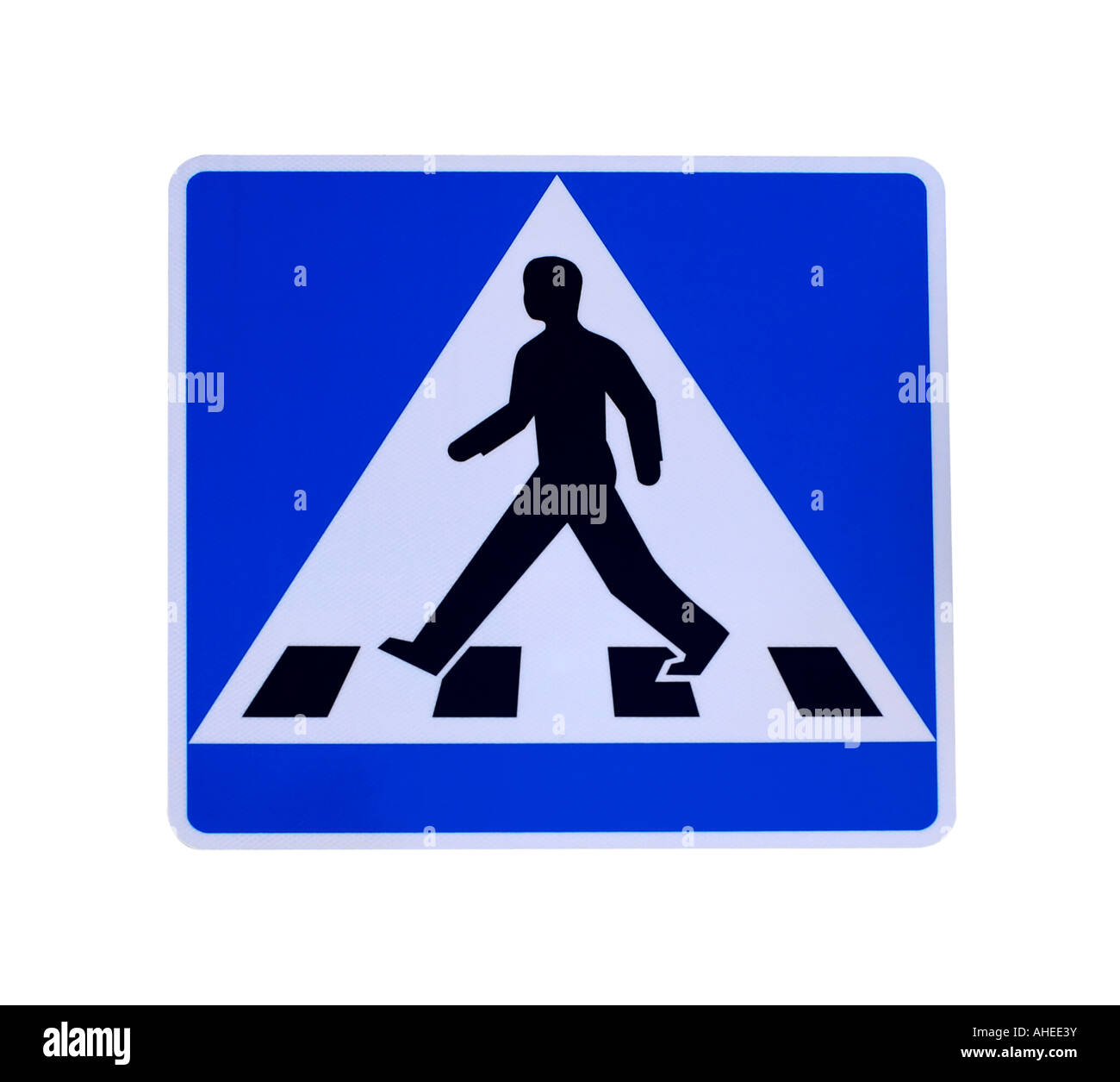 blue warning sign for pedestrians crossing Stock Photo - Alamy