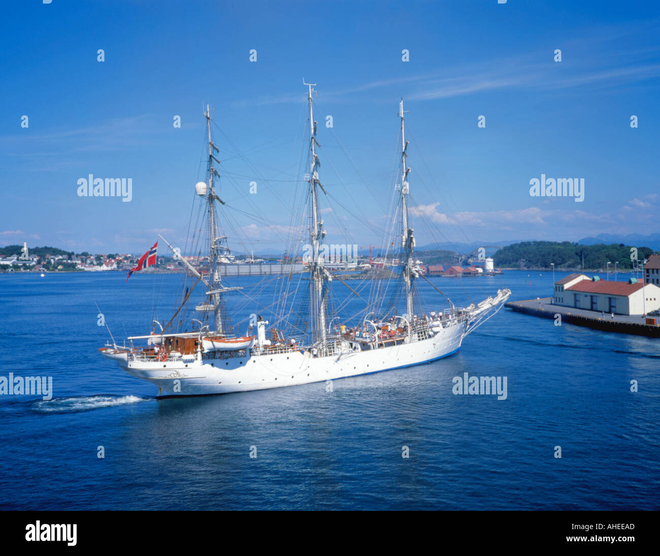 Tall ship "Christian Radich" arriving at Stavanger, Rogaland, Norway ...