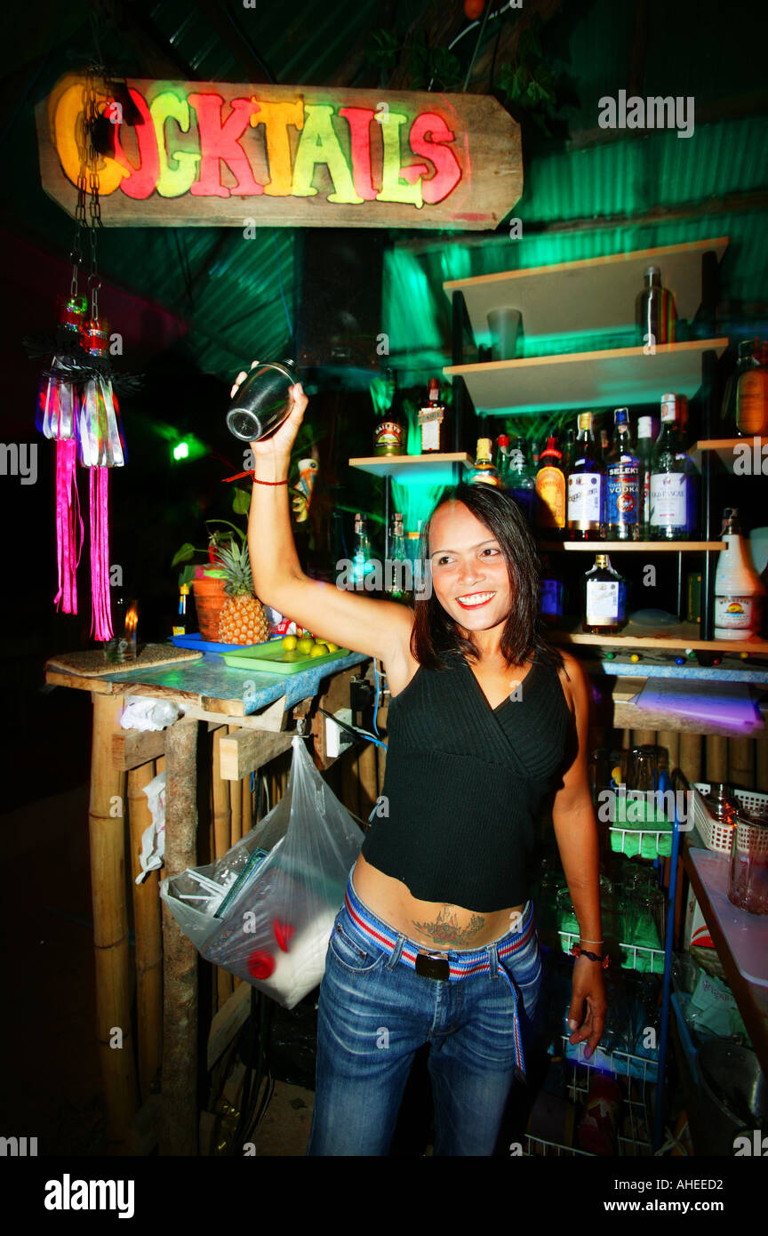 Cocktail girl shaking a drink Stock Photo - Alamy