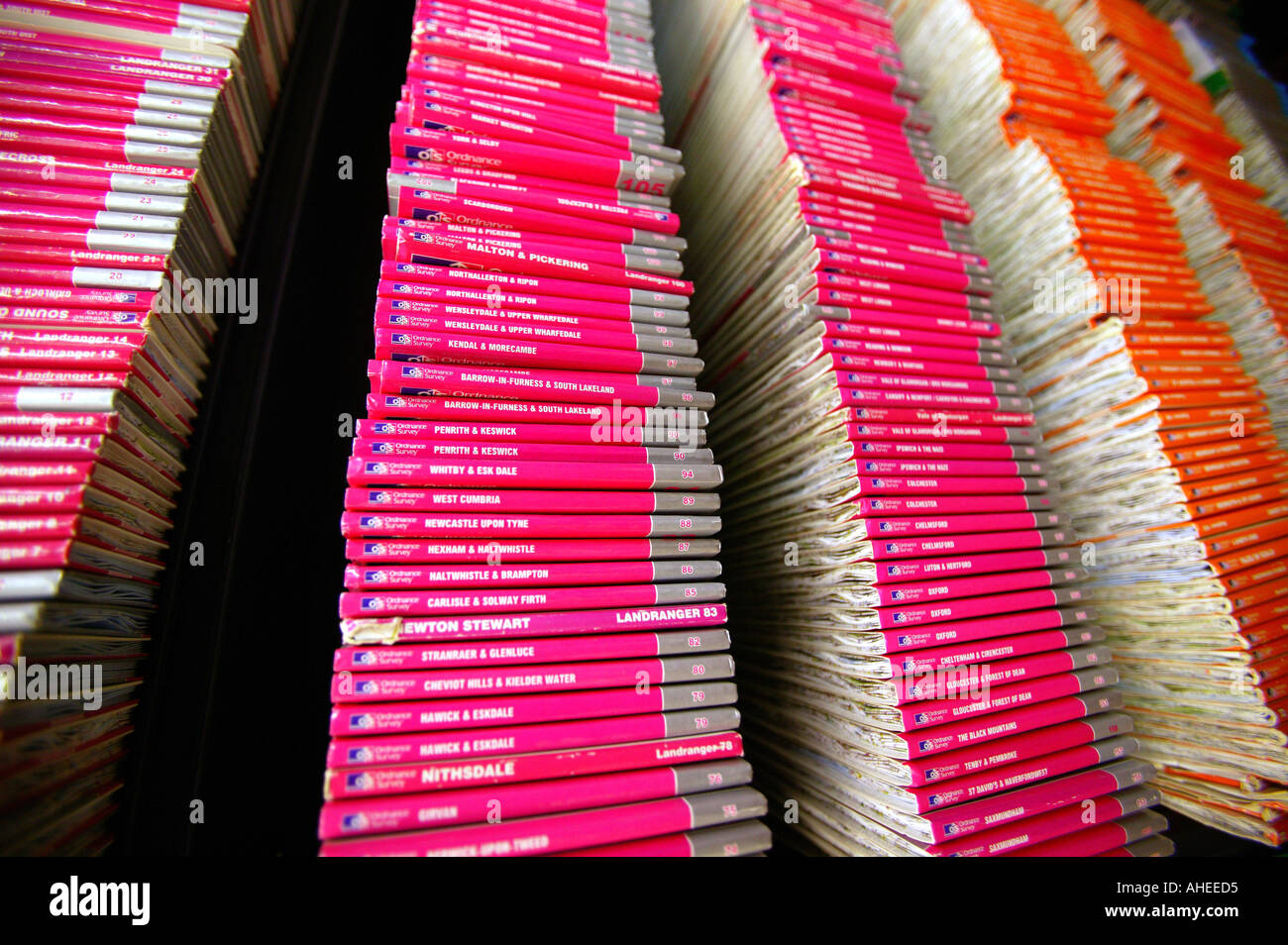 maps on a shelf in a store shop book Stock Photo - Alamy