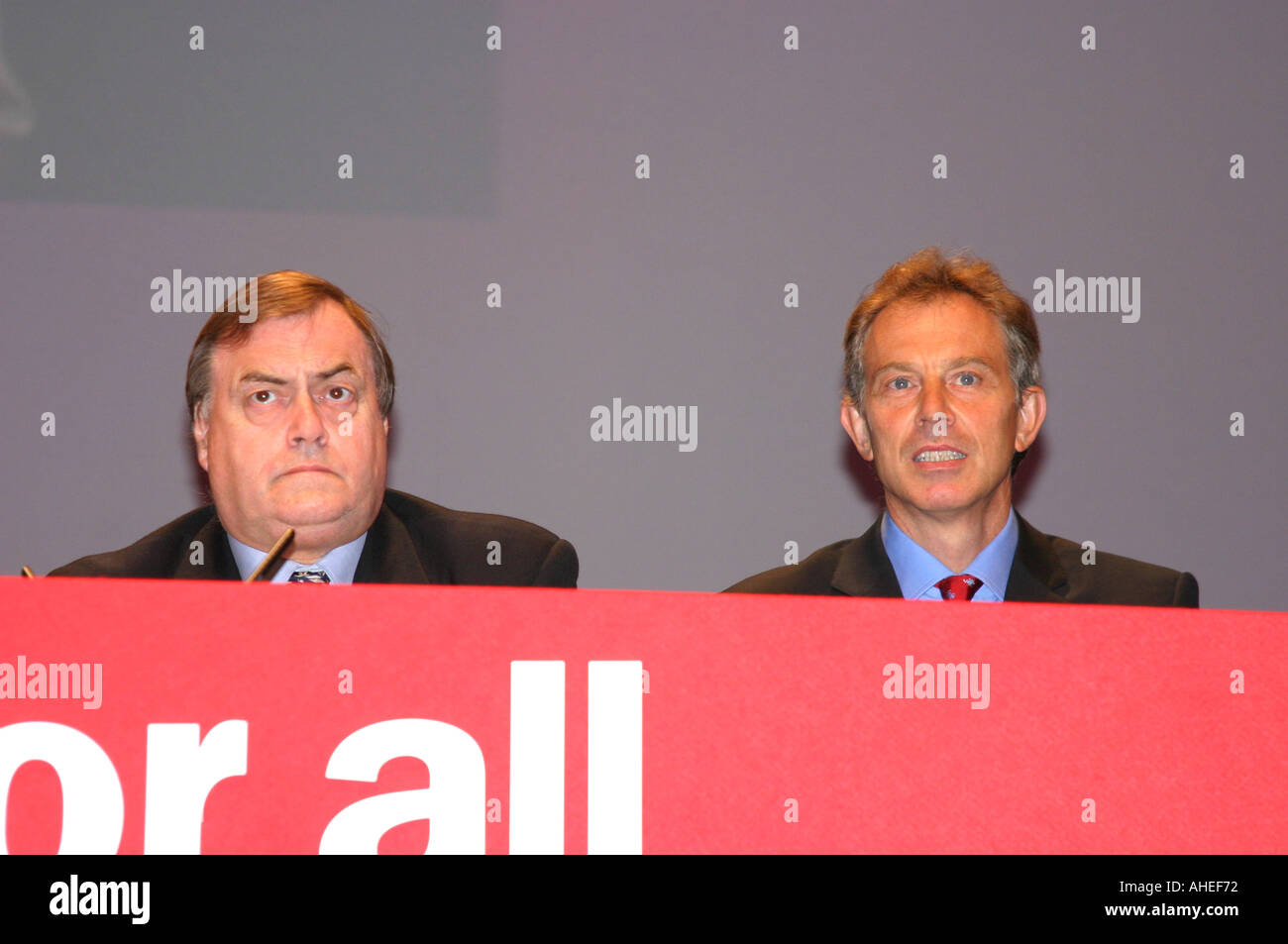 John Prescott Labour MP Tony Blair Labour PM London Conference Sept ...