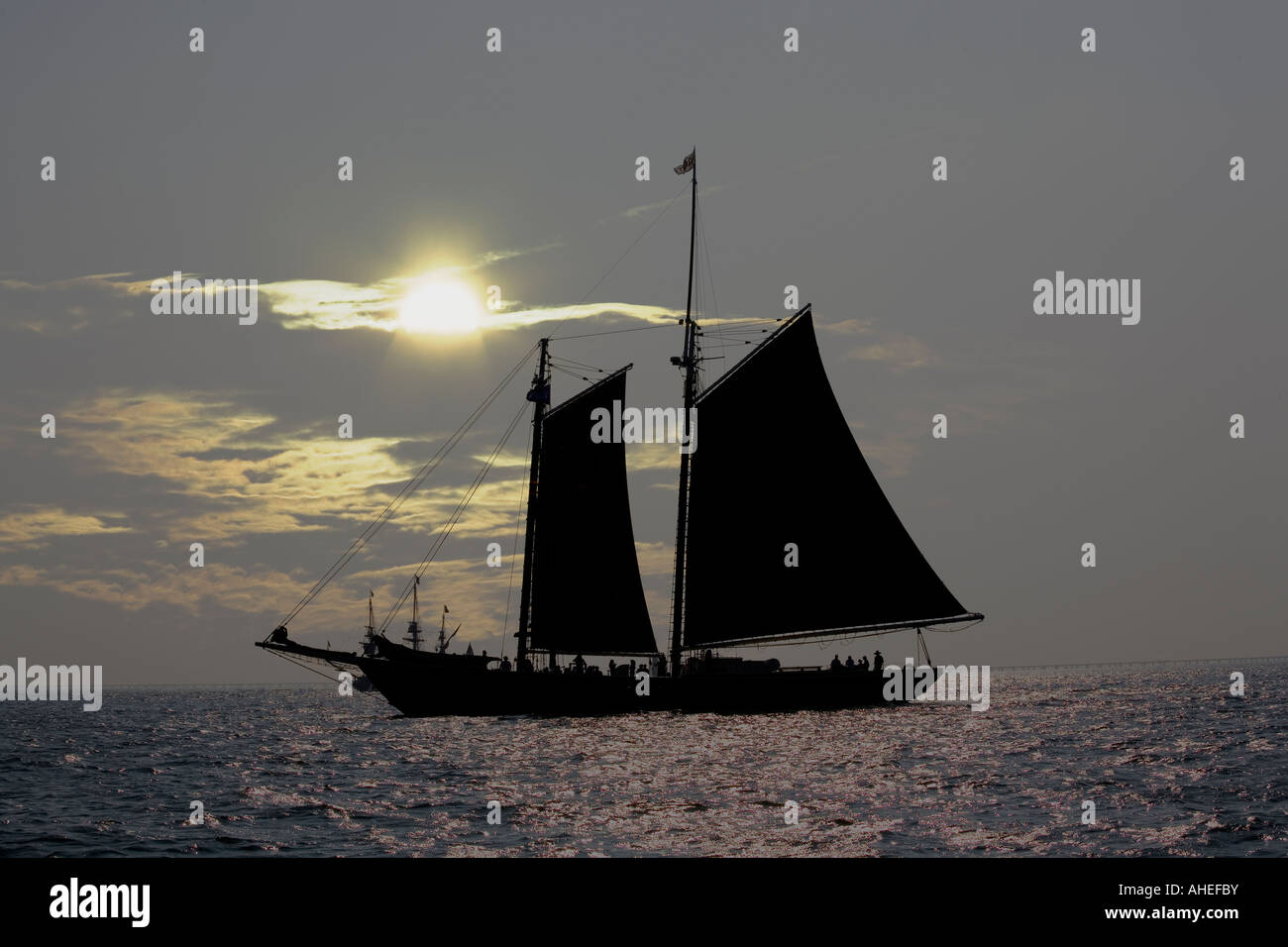 Tall ship on the open ocean Stock Photo - Alamy