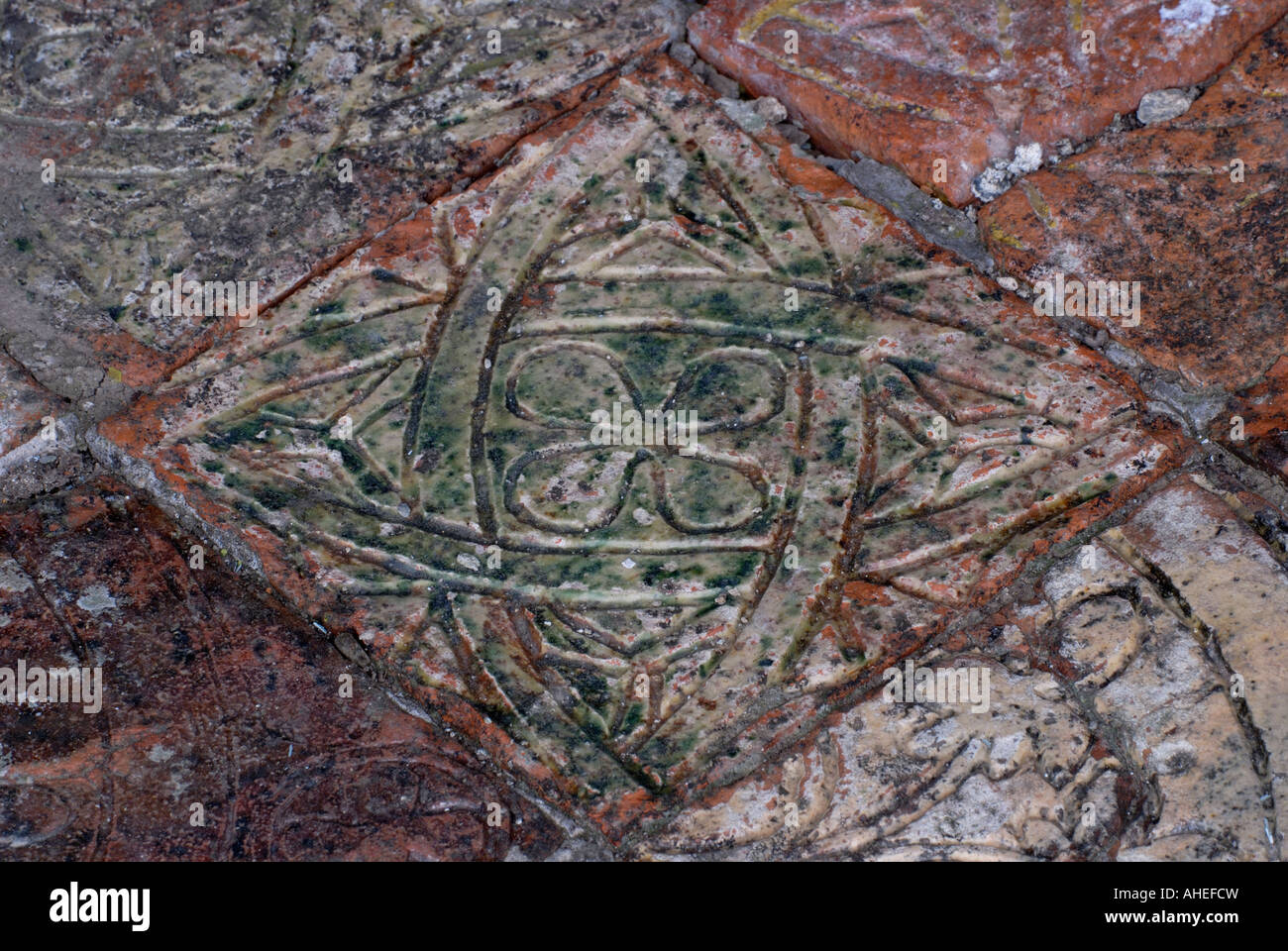 Original cistertian floor tiles at Strata Florida Abbey, Ceredigion ...