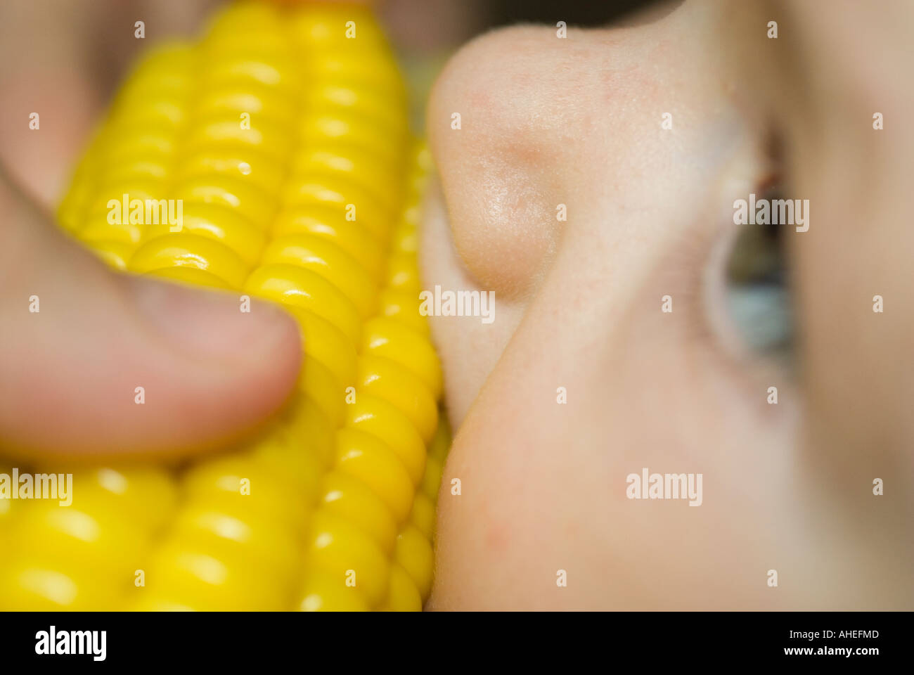Little child eating corncob Stock Photo - Alamy