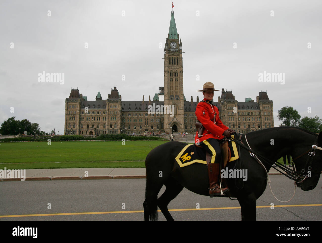 A mounties police officer in front of Parliament Hill Ottawa Canada ...